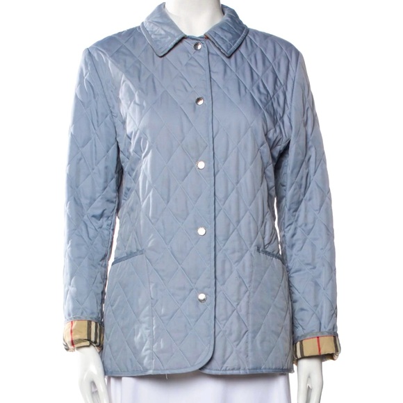 Burberry | Jackets & Coats | Burberry London Plaid Quilted Periwinkle ...